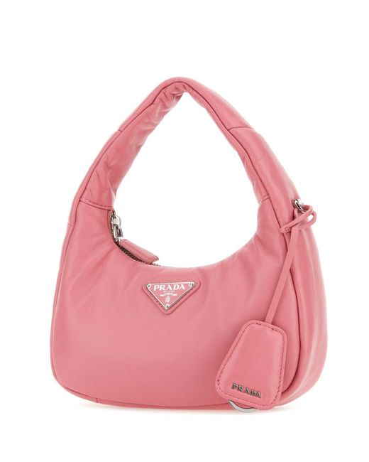 Prada Pink Nappa Leather Mini Soft Handbag | Lyst