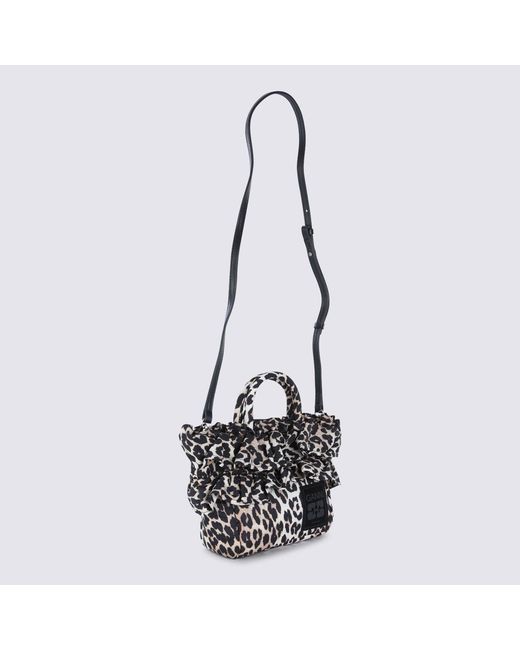 Ganni Leopard Satchel in Black | Lyst