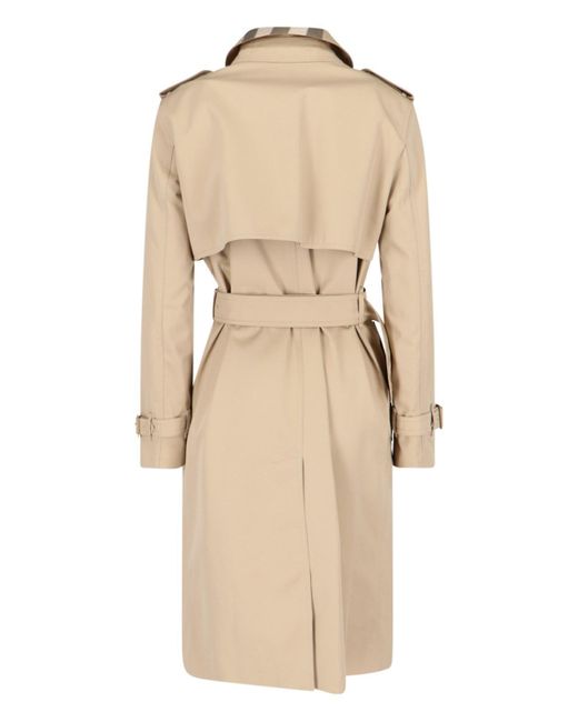 Burberry Check Details Trench Coat in Natural | Lyst