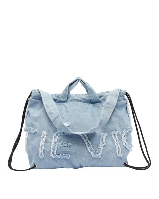 Vic Matié Penelope Denim Logo Backpack Bag in Blue | Lyst