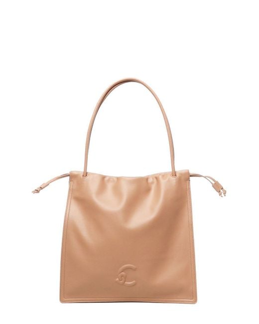 Coccinelle Logo Embossed Drawstring Tote Bag in Brown | Lyst UK