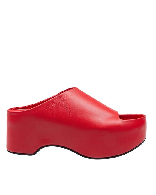 Marni Slide With Chunky Clog in Red | Lyst