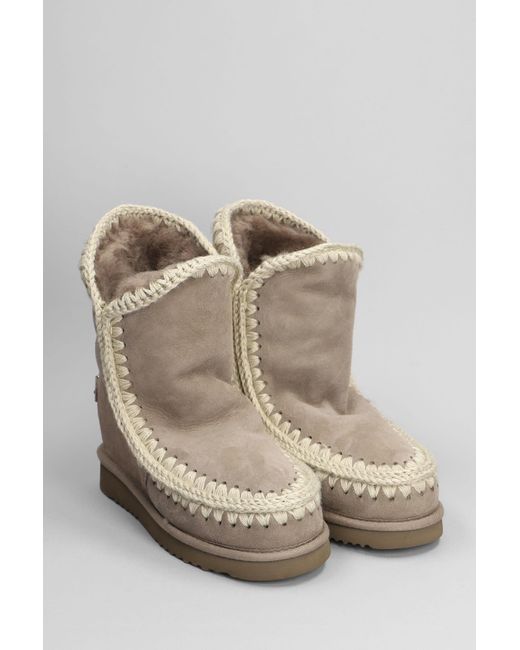 Mou Inner Wedge Ankle Boots Inside Wedge in Natural | Lyst