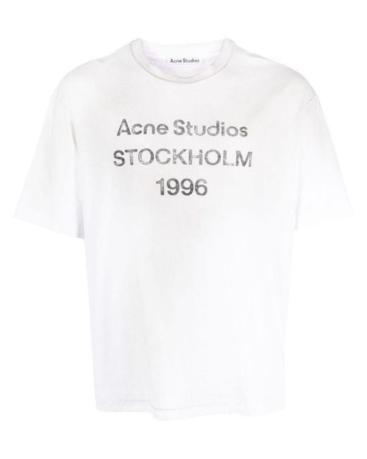 Acne Studios Logo Cotton T-Shirt in White for Men | Lyst UK