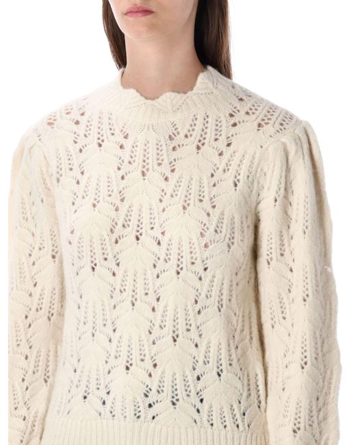 Isabel Marant Ivory Lace Knit Sweater Marant Étoile in White | Lyst