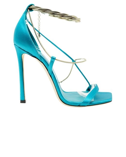 Jimmy Choo Satin Oriana Sandals In Goldblue Blue Save 1 Lyst