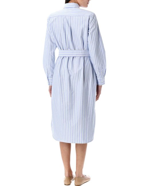 Polo Ralph Lauren Belted Oxford Shirt Dress in Blue | Lyst