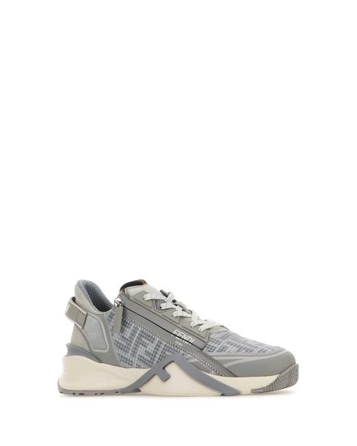 Fendi Grey Fabric Flow Sneakers in Grey for Men | Lyst UK