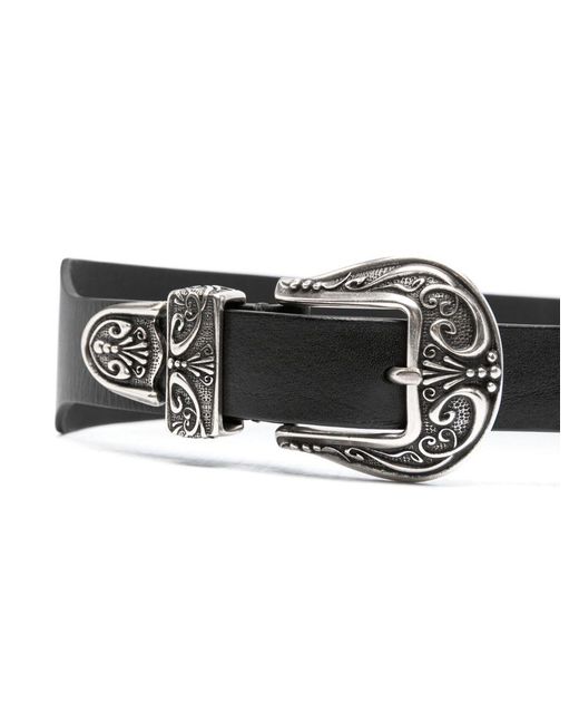 Golden Goose Double Buckle Leather Belt in Black | Lyst UK
