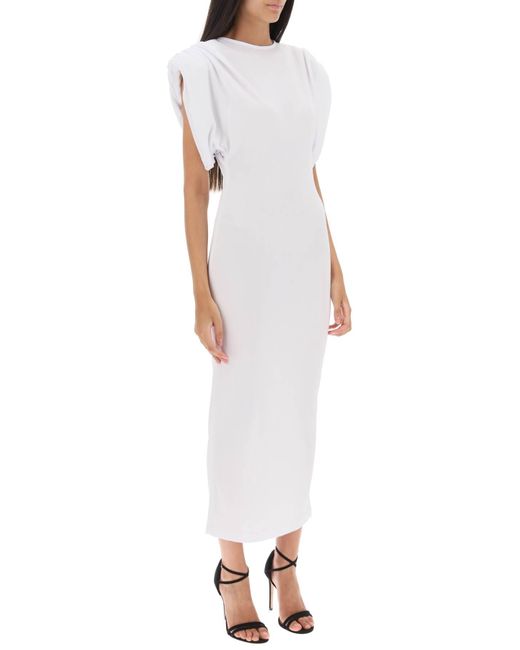 Wardrobe NYC Midi Sheath Dress With Structured Shoulders in White | Lyst