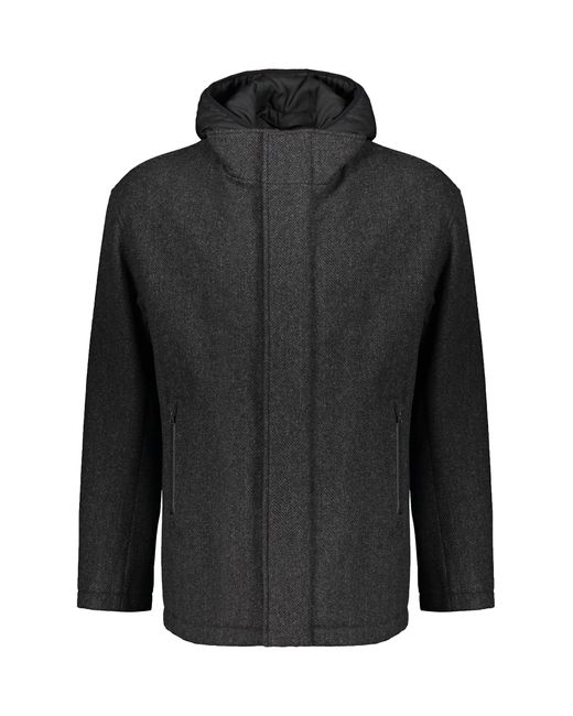 Herno Minimalist Virgin Wool Jacket With High Collar in Black for Men ...
