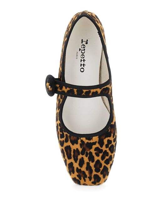 Repetto Georgia Ballet Flats With Leaopard Print in White | Lyst