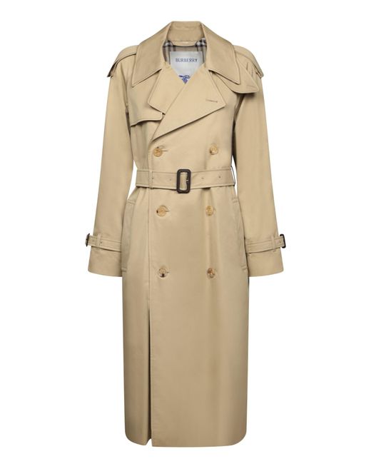 Burberry Long Trench Coat in Natural | Lyst UK