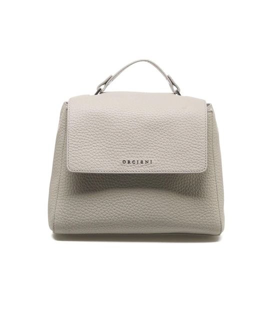 Orciani Sveva Soft Small Light Leather Handbag in Grey | Lyst UK