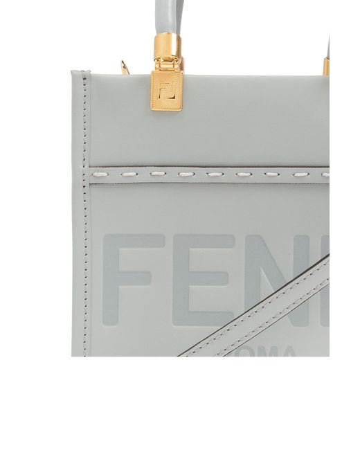 Fendi Sunshine Mini Shopper Bag in Gray | Lyst