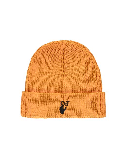 Off-White c/o Virgil Abloh Logo Wool Beanie in Orange for Men | Lyst