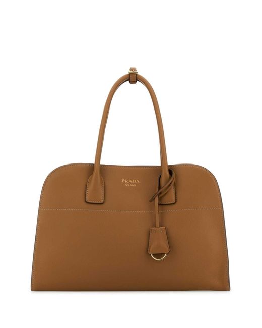 Prada Camel Leather Medium Shopping Bag in Brown | Lyst UK