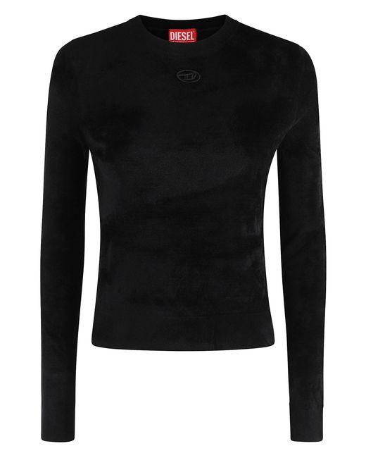 DIESEL Knit Sweater With Central D Logo in Black | Lyst UK