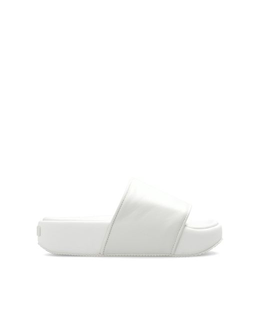 Y-3 Leather Platform Slides in White | Lyst