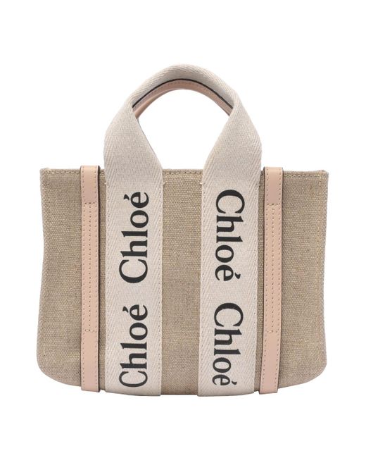 Chloé Mini Woody Tote Bag in Natural | Lyst UK