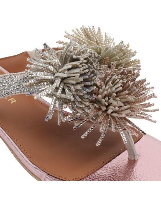 Kurt Geiger Pom Pom T-Bar Flat Sandals | Lyst UK