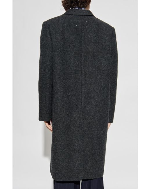Maison Margiela Coat With Woolen Trim in Black | Lyst UK