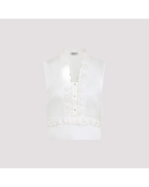 Alberta Ferretti Triple Organza Top in White | Lyst UK