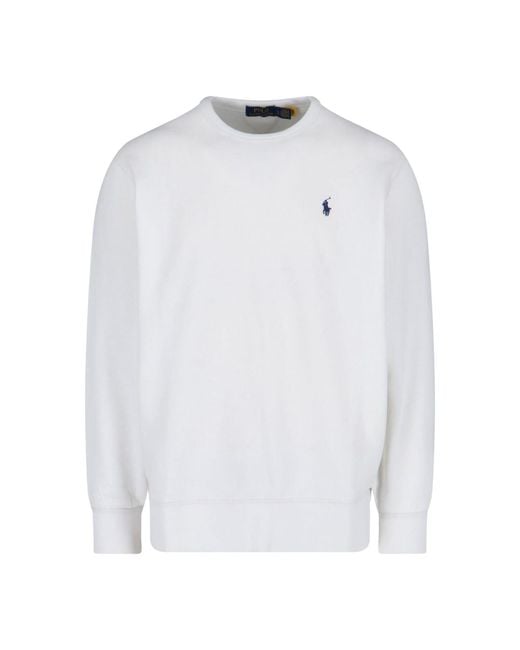 Polo Ralph Lauren Logo Sweater in White for Men | Lyst UK