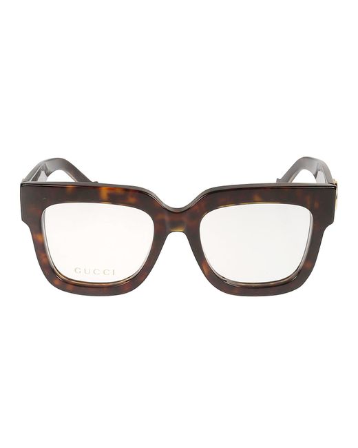 Gucci Logo Detail Wayfarer Frame in Brown | Lyst