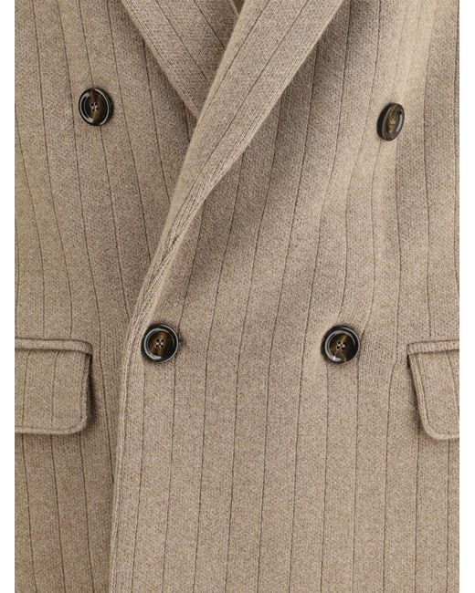 Lardini Double-Breasted Knit Jacket in Natural for Men | Lyst UK