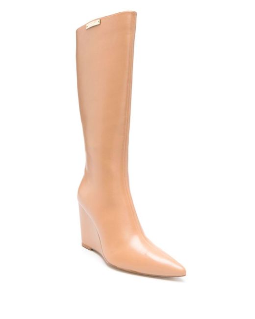 Twin Set Leather Effect Boots With Wedge in White | Lyst