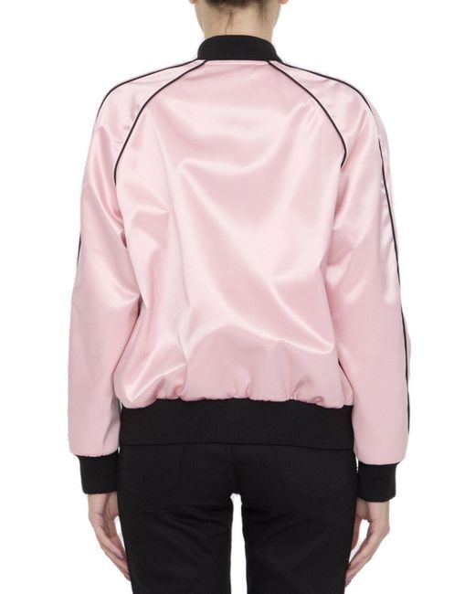 Celine Satin Teddy Button-Up Jacket in Pink | Lyst
