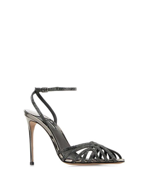 Le Silla Embellished Leather Embrace Sandals in Metallic | Lyst