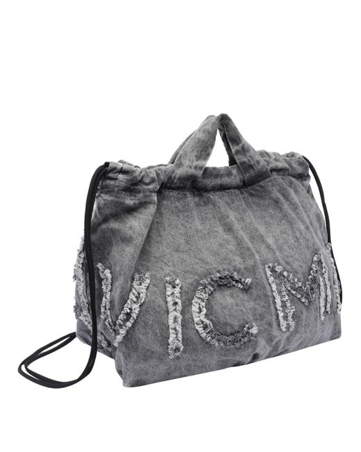 Vic Matié Penelope Denim Logo Backpack Bag in Gray | Lyst