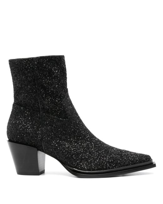 Jimmy Choo Cece Ab 60 Glittered Boots in Black | Lyst UK