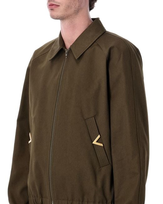 Valentino Garavani Giubbino Vgold Cotton Gabardine in Brown for Men ...