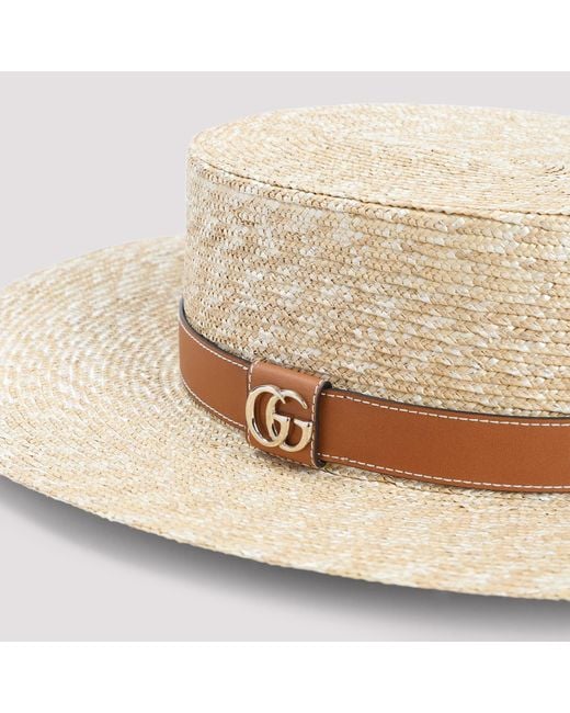 Gucci Hat Rafia in Natural | Lyst