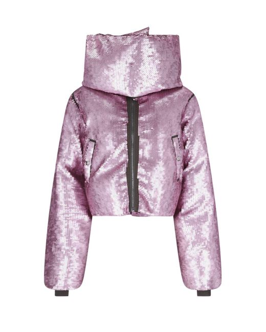Rick Owens All-over Sequin Down Jacket in Pink | Lyst