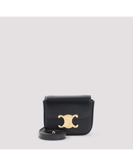 Celine Triomphe Mini Claude Shoulder Bag in Black | Lyst