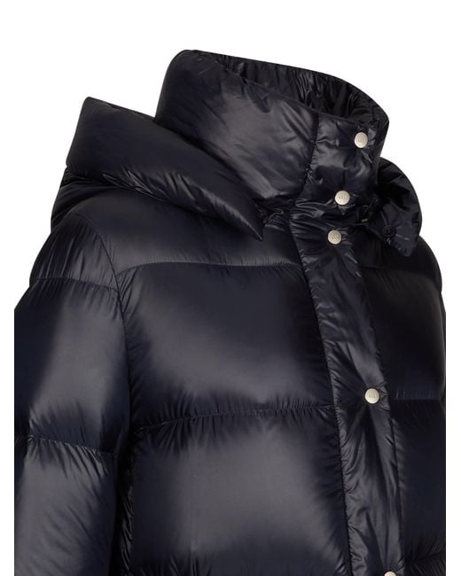 Add Quilted Hooded Long Down Puffer Coat in Blue | Lyst