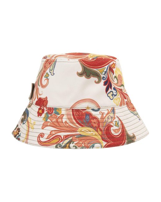 Etro Bucket Hat With Paisley Print in Red | Lyst UK