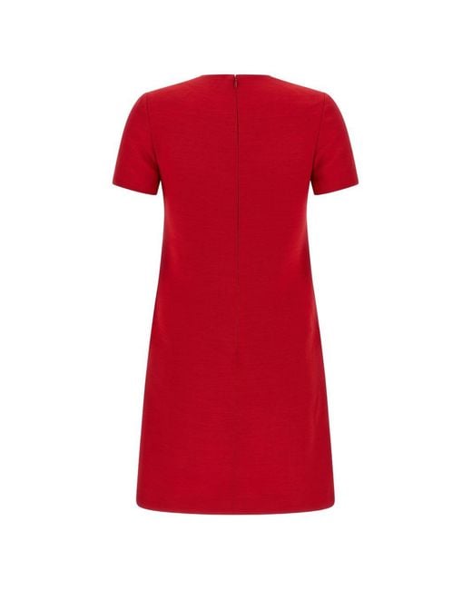Valentino Vlogo Signature Wool And Silk Dress in Red | Lyst UK