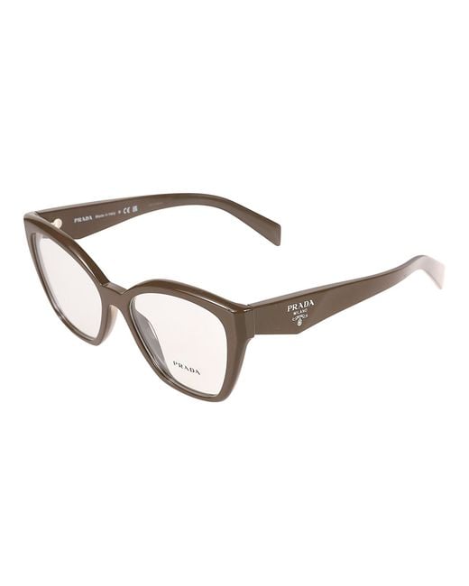 Prada Logo Sided Cat Eye Glasses in Natural | Lyst UK