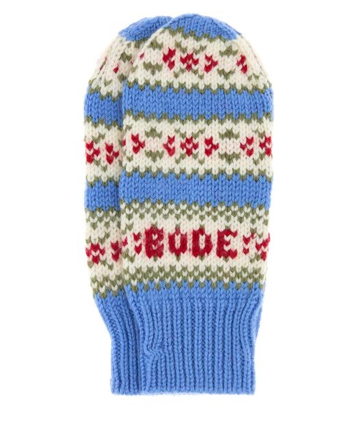 Bode Embroidered Wool Wedgewood Gloves in Blue for Men | Lyst UK