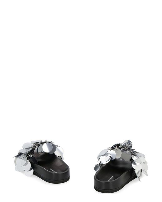Rabanne Sparkle Decorative Applique Slides in Black | Lyst