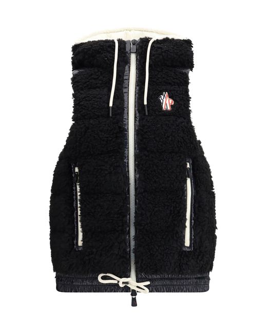 Moncler Padded Gilet With A Wool-Effect Texture in Black | Lyst UK