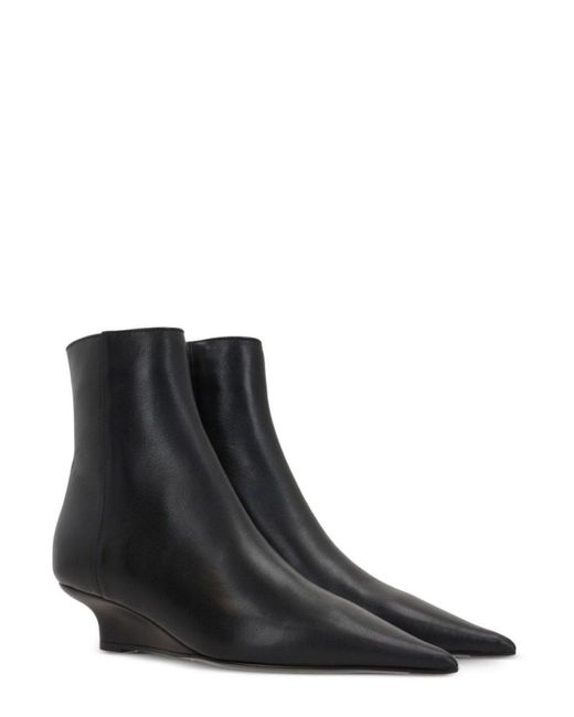 TOTEME Sharp Leather Ankle Boots in Black | Lyst