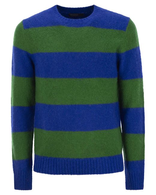 Polo Ralph Lauren Striped Jersey With Suede Patches in Green for Men | Lyst