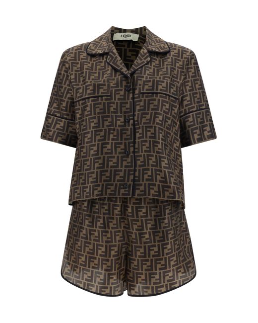 Fendi Ff Pajama Set in Gray | Lyst