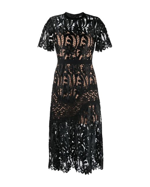 Self Portrait Black Prairie Midi Dress Lyst Uk